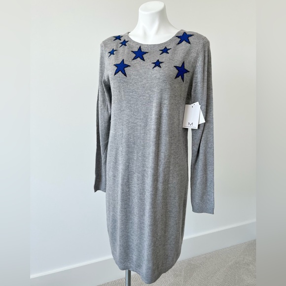 Magaschoni | Dresses | Magaschoni New Gray Sweater Dress With Blue ...